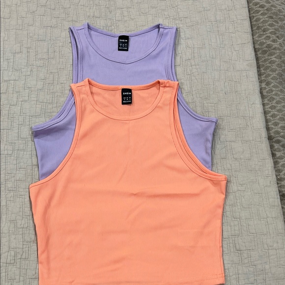 Luxe | Tops | Luxe Dual Ribbed Tank Tops Soft Orange And Light Purple ...